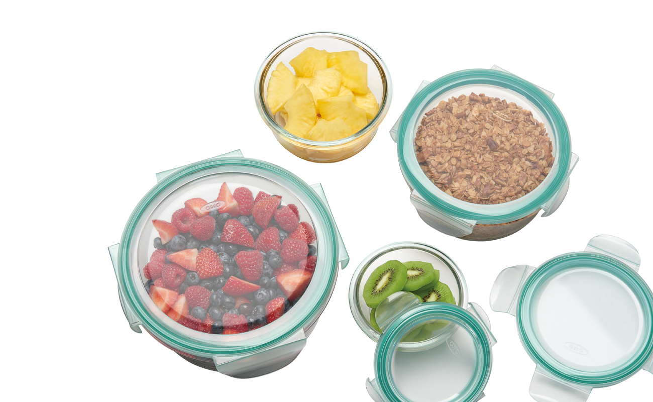 OXO - 8 Piece SNAP Glass Round Container Set - The Potlok