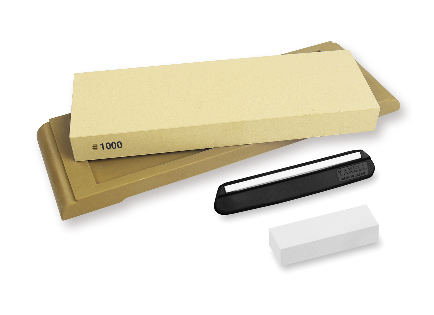 Yaxell - #1000 Single Water Stone with Base & Leveling Stone - The Potlok